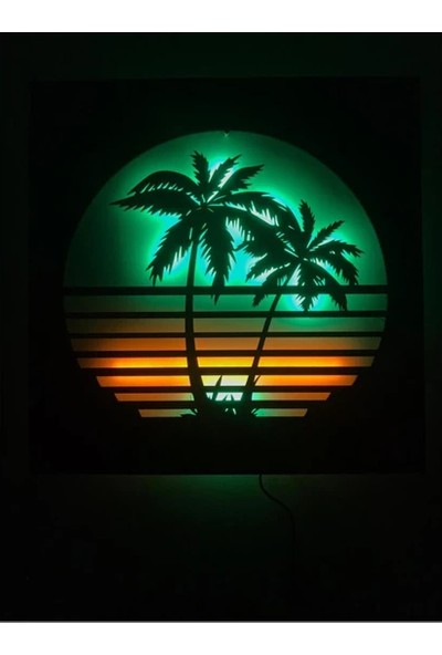 Dekor Hediyelik Gün Batımı LED Işıklı Tablo