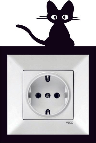 Turuncu Lazer Kedi Desenli Priz Çerçevesi