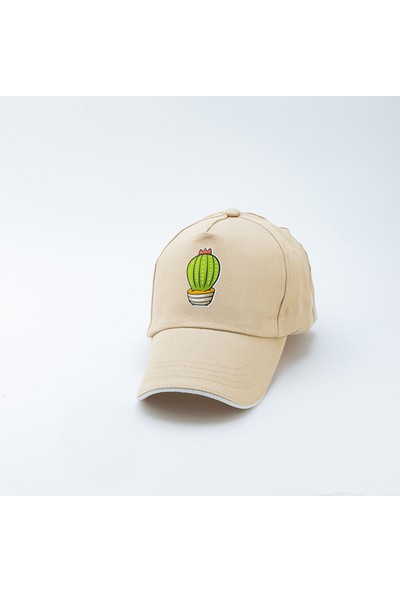 Marka Baba Kaktüs Desenli Bej Şapka Marka Baba Kaktüs Desenli Bej Şapka
