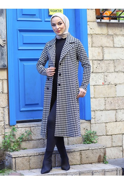 Hakimoda Kazayağı Desen Kuşaklı Trenç