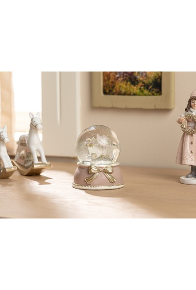 English Home Sweet Memories Kar Küresı 7,5 x 7,5 x 9 cm Pembe - Gri