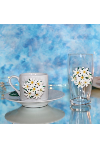 Meow Art Design Papatya Fincan & Su Bardağı