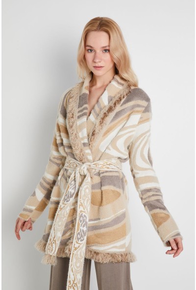 Join Us Dalga Desen Püsküllü Triko Hırka Join Us Dalga Desen Püsküllü Triko Hırka