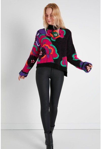 Join Us El Işi Kontrast Çiçekli Kazak