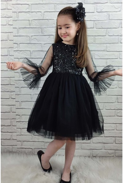 MNK Pul Payet Tüllü Kız Çocuk Elbise