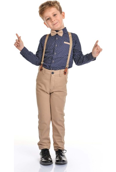 MNK Uzun Pantolon Koyu Desenli Gömlek Erkek Çocuk Takımı