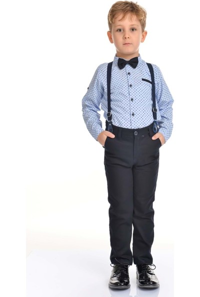 MNK Uzun Pantolon Koyu Desenli Gömlek Erkek Çocuk Takımı