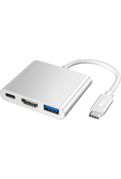 Shaza 3in1 Type-C To HDMI Hub Port Adaptör Pd USB 3.0 4K HDMI Çıkışlı Shaza 3in1 Type-C To HDMI Hub Port Adaptör Pd USB 3.0 4K HDMI Çıkışlı