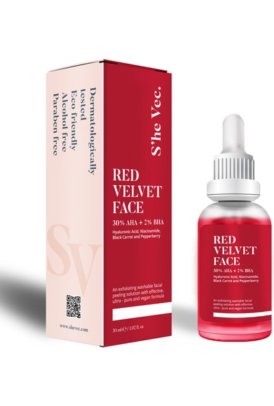 S’he Vec 30% Aha + 2% Bha Yüz Peeling Serumu (Canlandırıcı - Ton Eşitleyici - Eksfoliye Edici Peeling Serum)