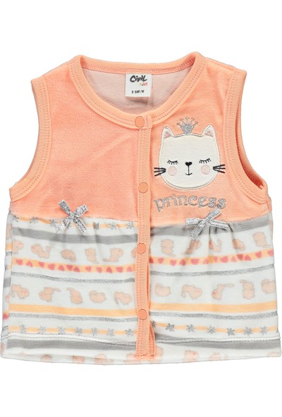 Civil Baby Kız Bebek Yelek 6-18 Ay Açık Somon Civil Baby Kız Bebek Yelek 6-18 Ay Açık Somon