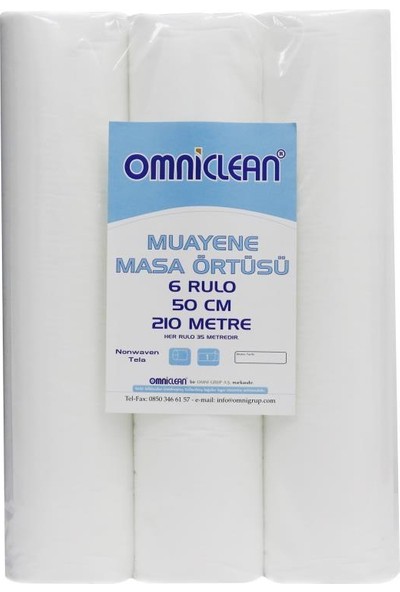 Omniclean Tela Muayene Masa Örtüsü 50 cm 6 Rulo 210 M