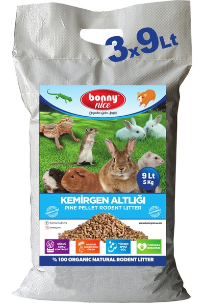 Bonny Nice Doğal Çam Pelet Ginepig Kafes Altlığı 5 kg 9 Lt 3'lü Bonny Nice Doğal Çam Pelet Ginepig Kafes Altlığı 5 kg 9 Lt 3'lü