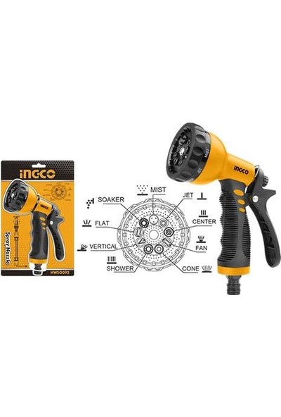 Ingco Plastik 9 Kademeli Su Fıskiyesi