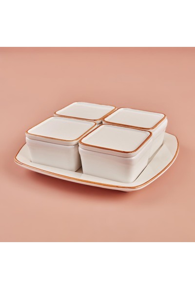 Bella Maison Allure Seramik Kapaklı Kahvaltılık Beyaz-Hardal Bella Maison Allure Seramik Kapaklı Kahvaltılık Beyaz-Hardal