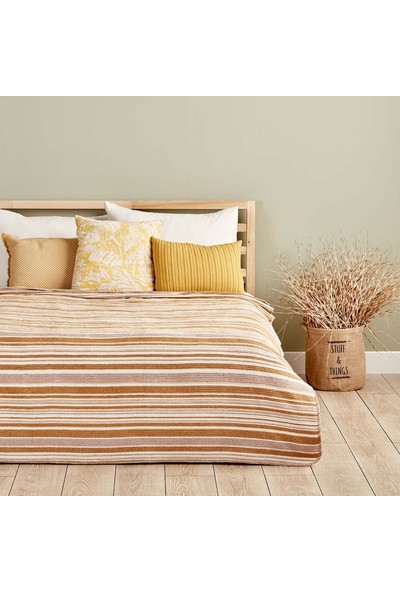 Bella Maison Stripe Battaniye Çift Kişilik Bej