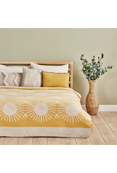 Bella Maison Liya Pamuklu Tek Kişilik Battaniye Hardal (150x200 cm)
