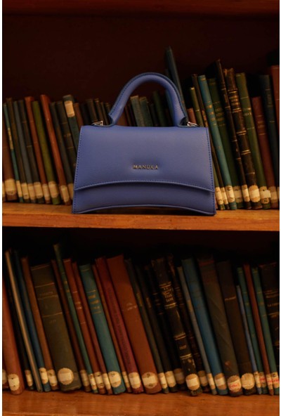 Dokulu Deri Çanta Mavi