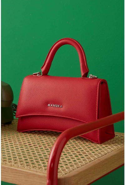 Dokulu Deri Çanta Kırmızı