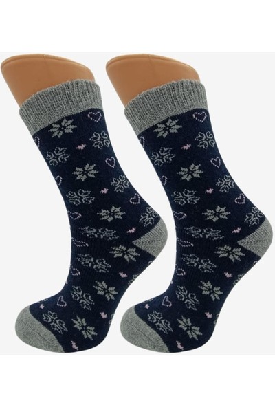 Shocks Kadın Termal Çiçekli ve Kalpli Yün Çorap