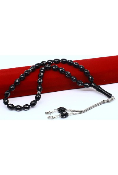 Tesbih Pasajı Gümüş Işlemeli Beyzi Oltu Taşı Tesbih