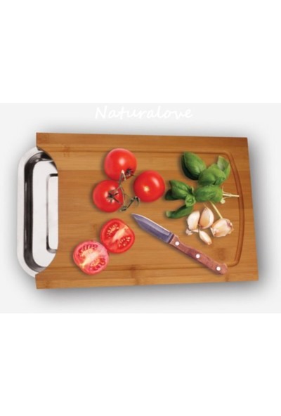 Naturalove Tepsili Bambu Kesme Tahtası
