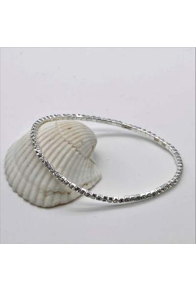 Roza Tam Tur Gümüş Taş Esnek Su Yolu Bileklik Roza Tam Tur Gümüş Taş Esnek Su Yolu Bileklik