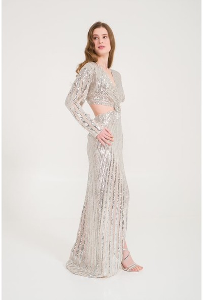 Bontesel Gümüş Payet Işlemeli Elbise
