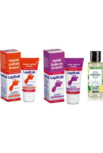 Lapitak Ayak Bakım 60 ml + Topuk Çatlak 60 ml + Marmara Kolonyası 50 ml Lapitak Ayak Bakım 60 ml + Topuk Çatlak 60 ml + Marmara Kolonyası 50 ml