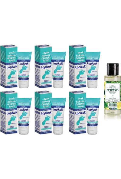 Lapitak Ayak Kokusu Önleyici Krem 60 ml (6 Kutu) + Marmara Kolonyası 50 ml