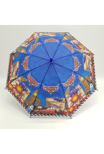 Kelebek Oyuncak Cars (Şimşek Mcqueen) Baskılı Çocuk Şemsiyesi - Mavi