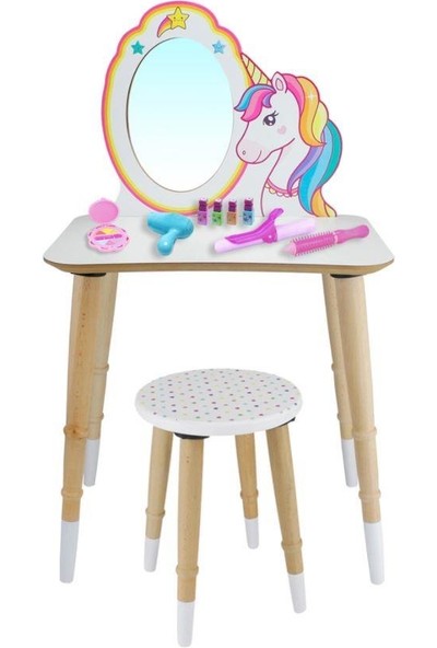 Okutan Hobi ÇG74 Ahşap Çocuk Makyaj Masası Tabureli Okutan Hobi ÇG74 Ahşap Çocuk Makyaj Masası Tabureli