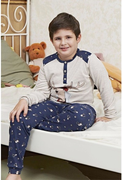 Pikidor 235 Erkek Çocuk Pijama Takımı-Lacivert