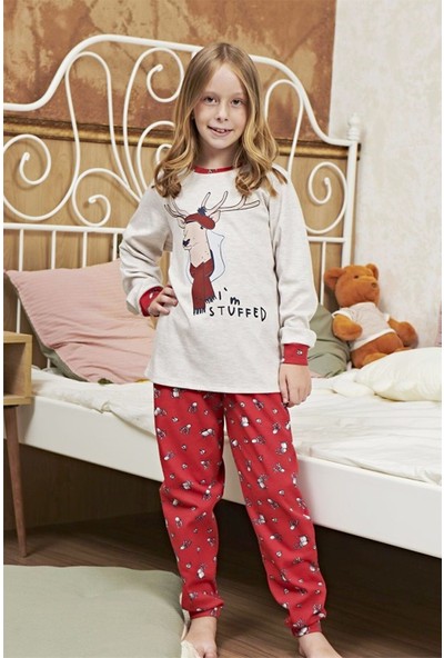Pikidor 227 Kız Çocuk Pijama Takımı-Kırmızı
