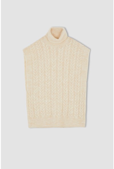 DeFacto Kız Çocuk Balıkçı Yaka Örgü Desenli Süveter W7615A621WN