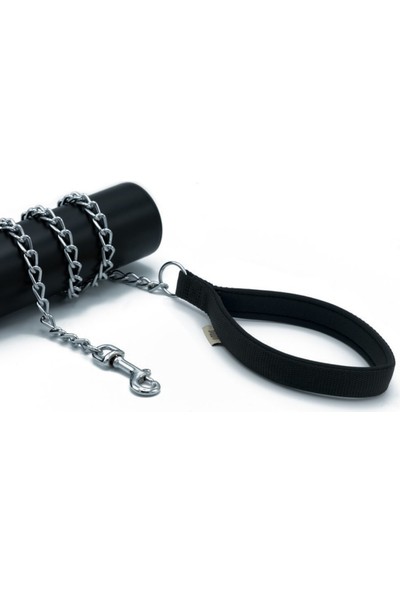 Doggie Dokuma Zincirli Küçük ve Orta Irk Köpek Gezdirme Kayışı Siyah 3X110 cm