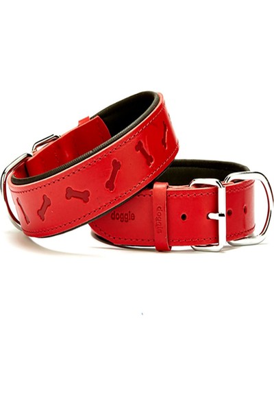Doggie Kemik Desenli Gerçek Deri Büyük Irk Köpek Boyun Tasması Kırmızı 3,5X47-55 cm Doggie Kemik Desenli Gerçek Deri Büyük Irk Köpek Boyun Tasması Kırmızı 3,5X47-55 cm