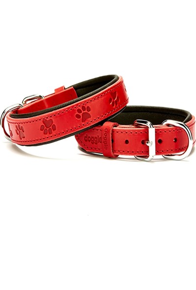 Doggie Pati Desenli Gerçek Deri Orta Irk Köpek Boyun Tasması Kırmızı 2,5X37-45 cm Doggie Pati Desenli Gerçek Deri Orta Irk Köpek Boyun Tasması Kırmızı 2,5X37-45 cm