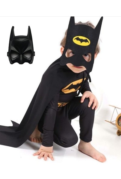 Trend Center Batman Çocuk Kostümü Maskeli - Pelerinli ve 2 Adet Maskeli Basic Kostüm