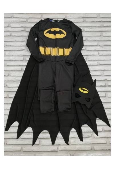 Trend Center Batman Çocuk Kostümü - Maskeli Pelerinli Batman Kostümü 2-12 Yaş Aralığı