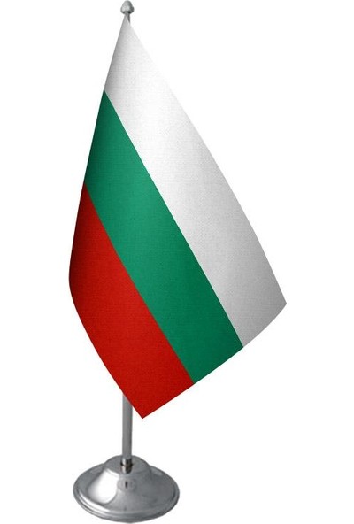 Masa Üstü Bulgaristan Bayrağı Krom Direk Masa Bayrak Seti Masa Üstü Bulgaristan Bayrağı Krom Direk Masa Bayrak Seti