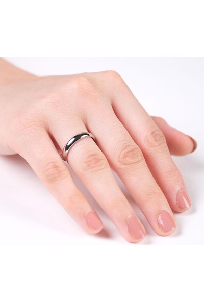 Milet Kuyumculuk 4mm Beyaz Düz Bombe Klasik Alyans