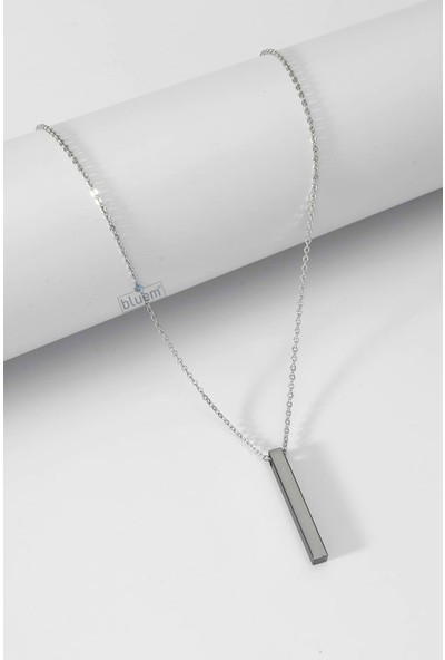 Bluem Çubuk Bar Çelik Kolye - Ithal Kararmaz Çelik Erkek Zincir