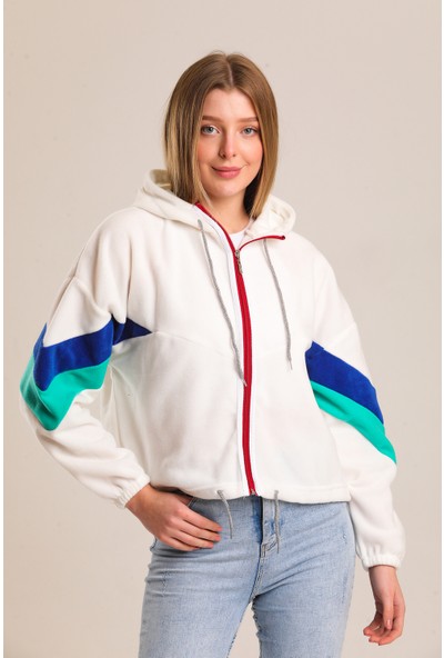 Trend By Damla Kadın Beyaz Fermuarlı Kapüşonlu Polar Hırka Trend By Damla Kadın Beyaz Fermuarlı Kapüşonlu Polar Hırka