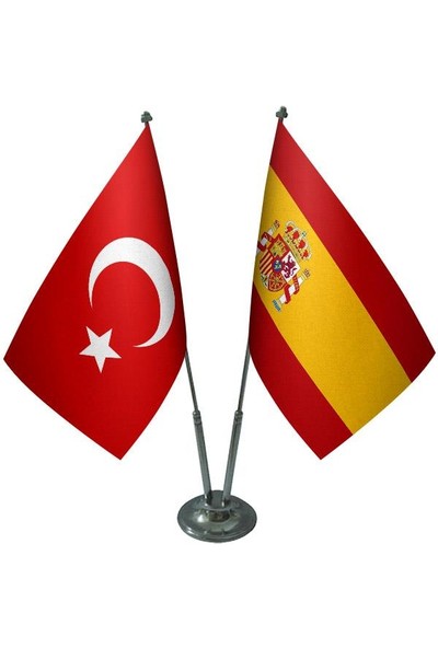 Saturndesign Masaüstü Ispanya Bayrağı Türk Bayrağı İkili Krom Direk Masa Bayrak Seti Saturndesign Masaüstü Ispanya Bayrağı Türk Bayrağı İkili Krom Direk Masa Bayrak Seti