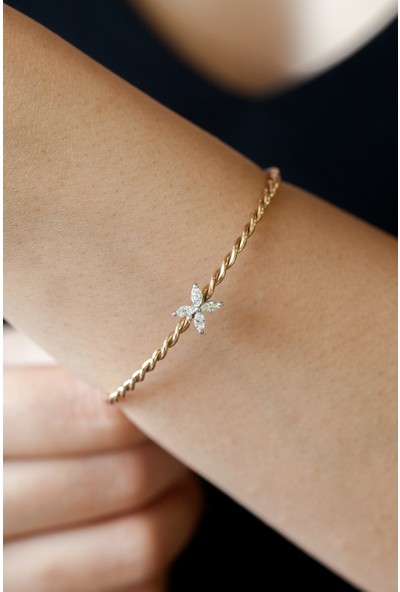 Cenova Kuyumculuk 0.26 Ct Pırlanta Vintage Lotus Kelepçe