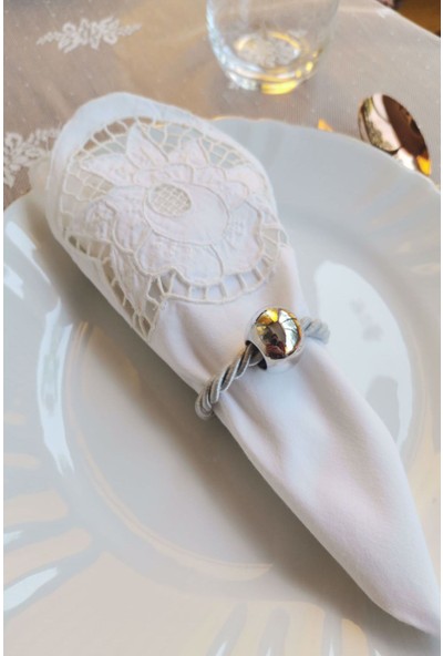 E-Sanat Evi 6 adet burgu halatlı gold boncuklu peçete yüzüğü E-Sanat Evi 6 adet burgu halatlı gold boncuklu peçete yüzüğü