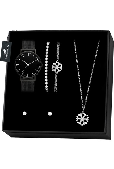 Frank Martin Kadın Saat Kolye Bileklik Küpe Seti 15-001