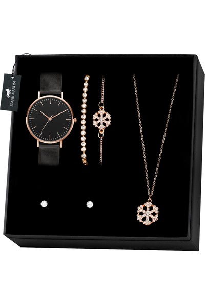 Frank Martin Kadın Saat Kolye Bileklik Küpe Seti 15-003 Frank Martin Kadın Saat Kolye Bileklik Küpe Seti 15-003