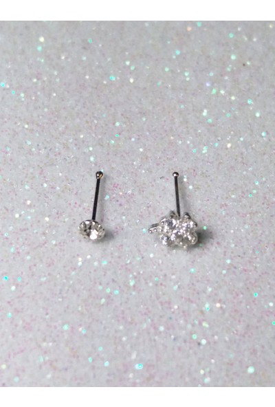 Begonia Accessories 925 Ayar Gümüş zirkon taşlı 2 adet Hızma