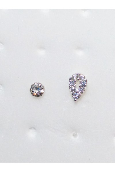 Begonia Accessories 925 Ayar Gümüş zirkon taşlı 2 adet Hızma